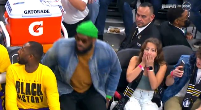 LeBron James surprises girl on courtside during Warriors game ...
